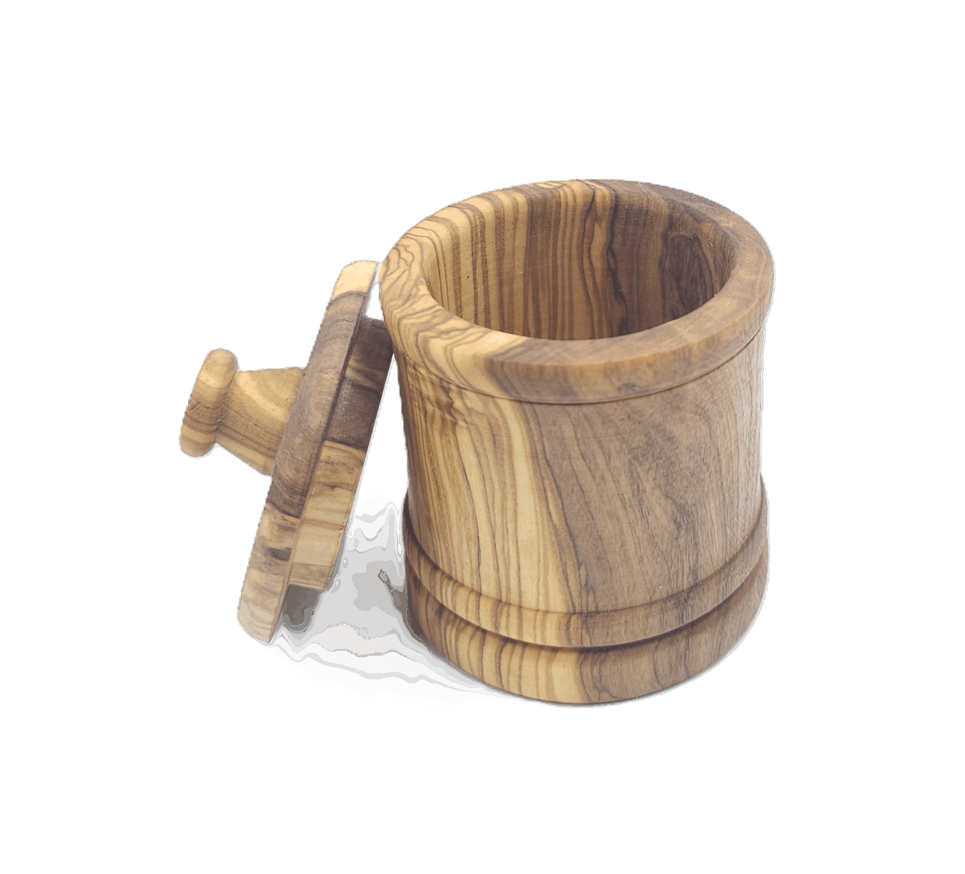 Olive Wood Round Salt Jar with Lid | Temecula Olive Oil Company